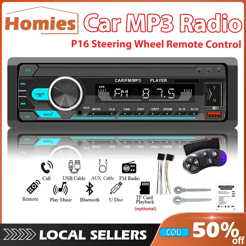 P16 Car MP3 Radio Stereo 1 Din Digital Bluetooth MP3 Player FM Audio ...
