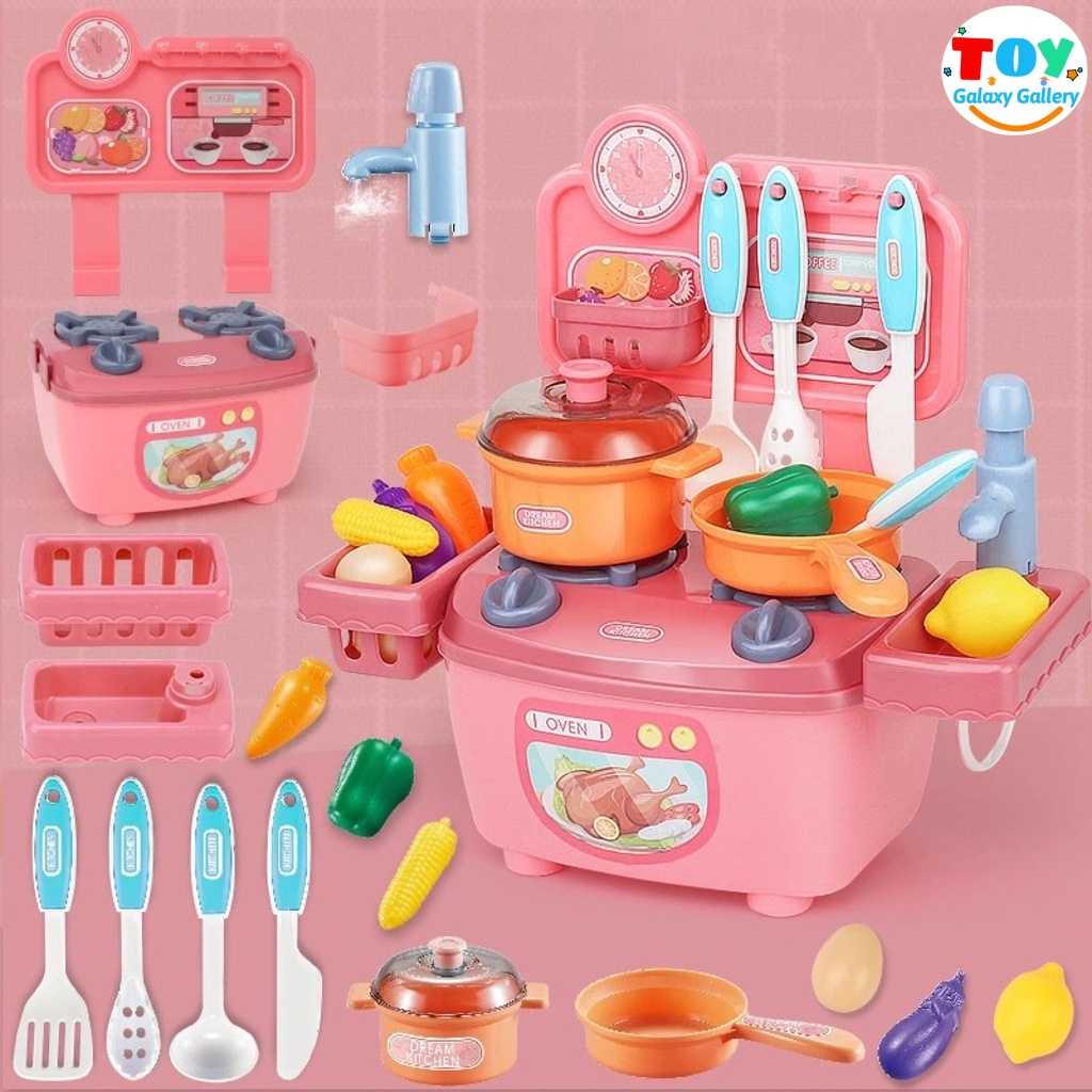 Mini Kitchen Playset Kids Cooking Toys Set House Play Tableware for ...