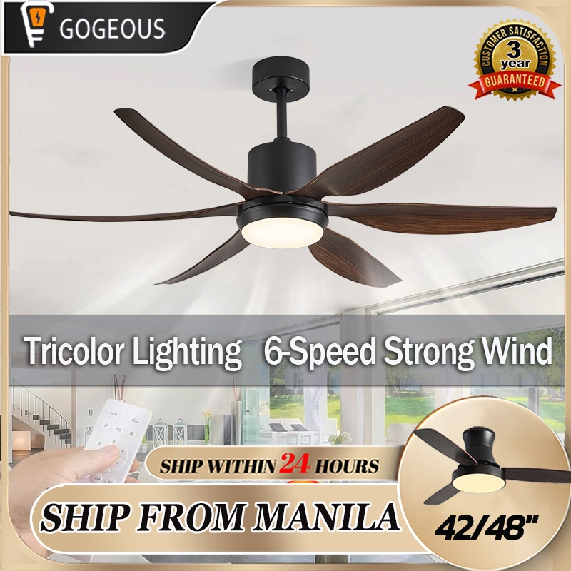 GOGEOUS nordic ceiling fan with led light and remote control chandelier ...