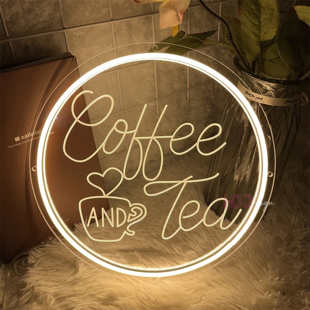 Coffee Or Tea Neon Led Sign Lights Restaurant Cafe Neon Sign 3D CCoffee ...