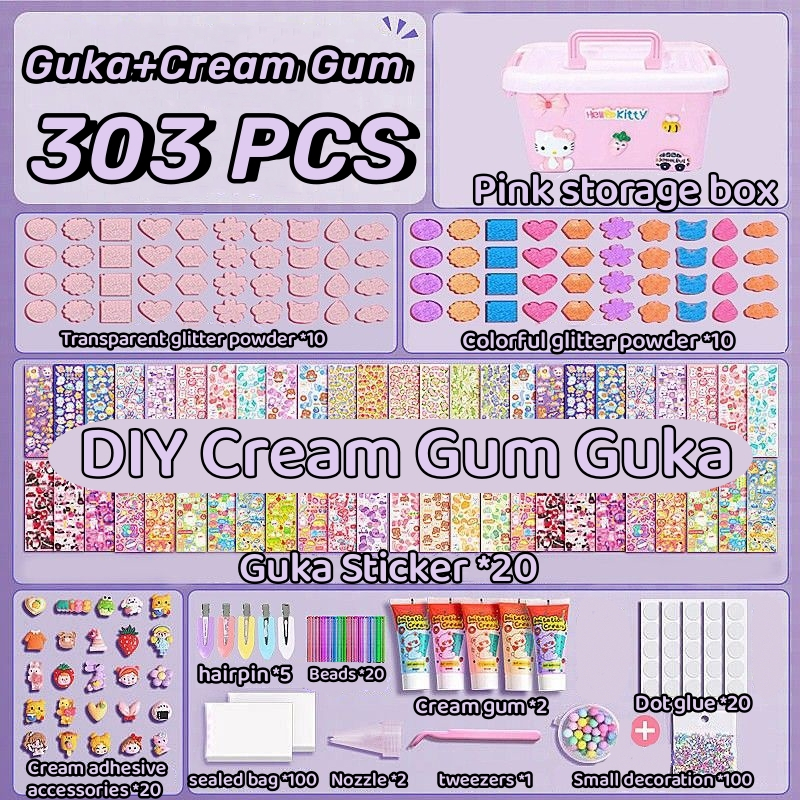 Diy Material Package With Cream Glue Box Toys For Girls Diy Keychain Tree Goo Card Diy Sticker
