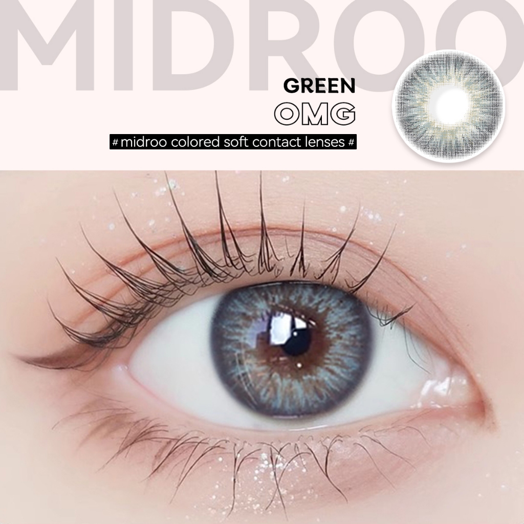 Midroo 2 Pcs 14.0mm OMG Green Graded 0.00 Contact Lens Annual Replace ...