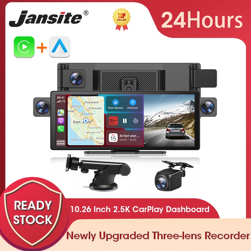 Jansite Portable Dash Cam 10.26 Ultra HD 2.5K Voice Control 1080P Front ...