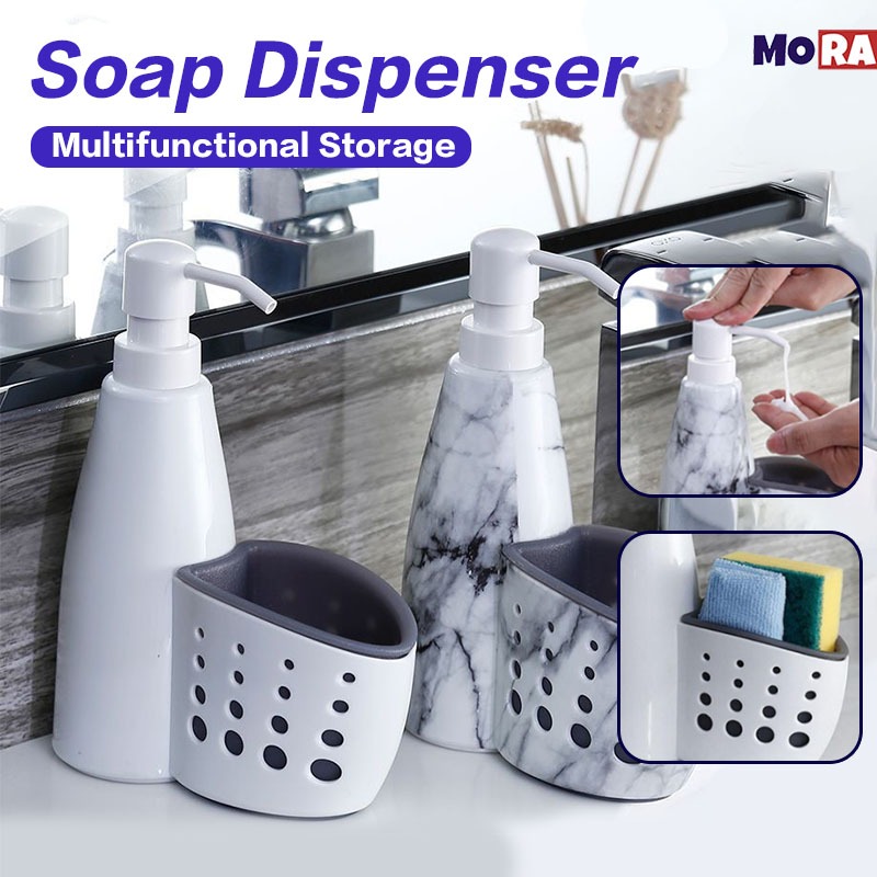 【MORA】Soap Dispenser 2in1 Dishwashing Soap Container Set Sponge ...