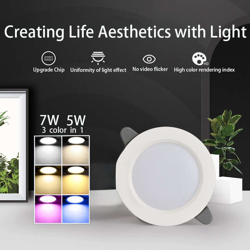 LED 3 Color Recessed Downlight Ceiling Light Pin Light, 3 Color ...