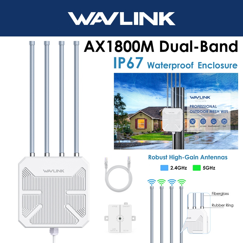 WAVLINK AX1800 WiFi 6 Wireless Router Outdoor Access Point Antenna WIFI ...
