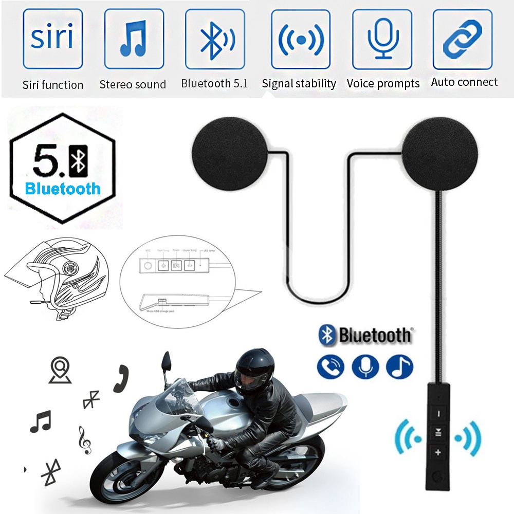 Stereo Motorcycle Helmet Headset Bluetooth 5.1 Moto Helmet Headset ...