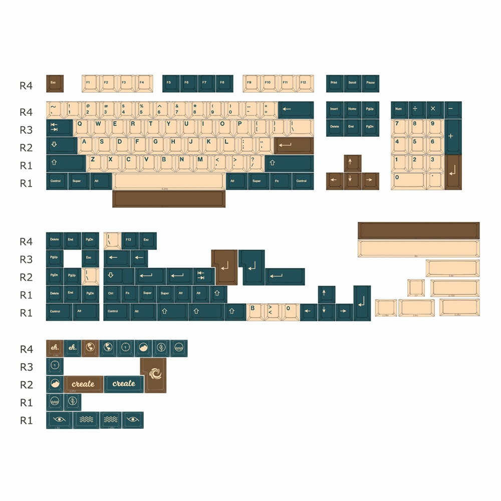 176 Keys GMK Earth Tones Keycaps large set Cherry Profile Keycap PBT ...