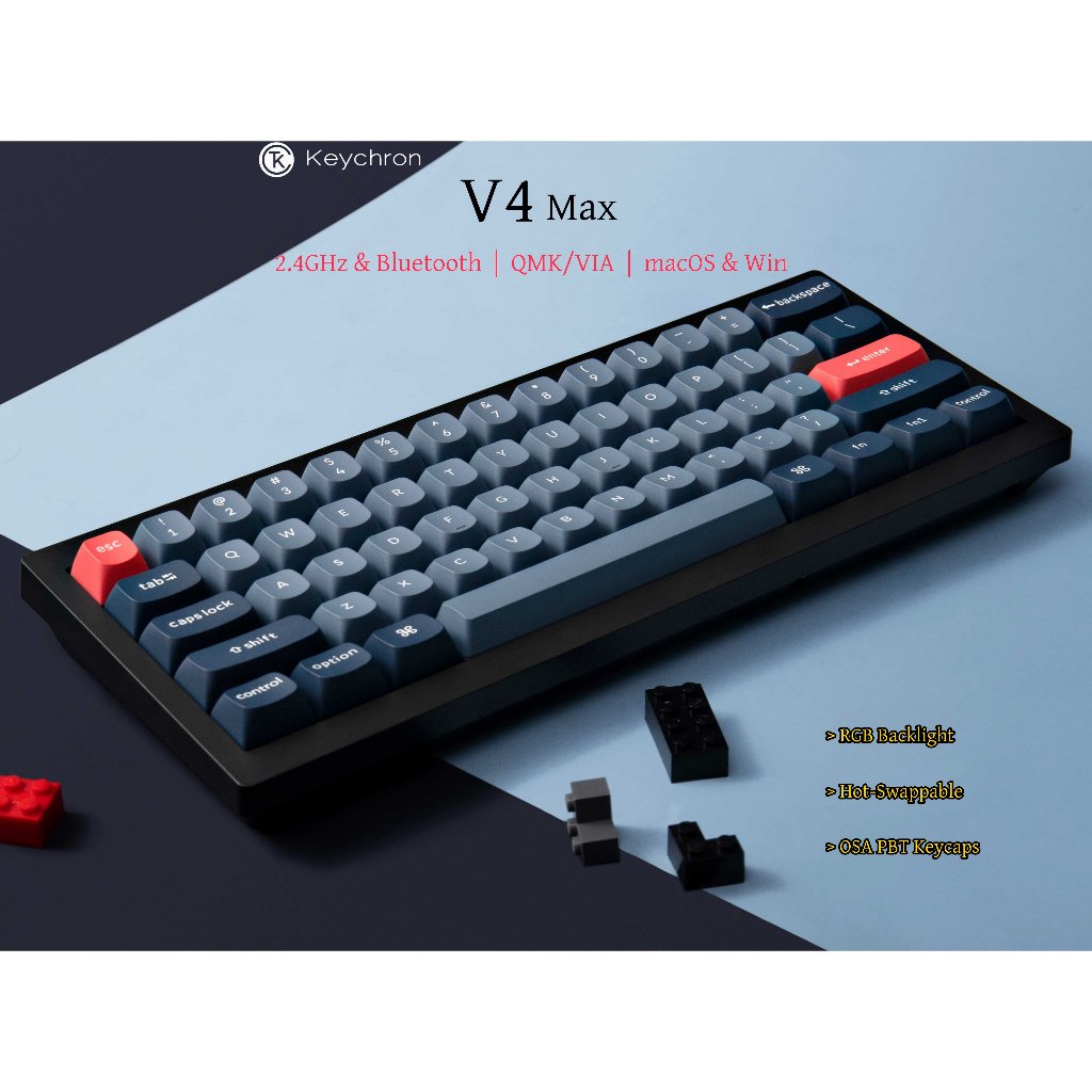 Keychron V4 Max (60% layout) QMK/VIA 2.4 GHz wireless Custom Mechanical ...