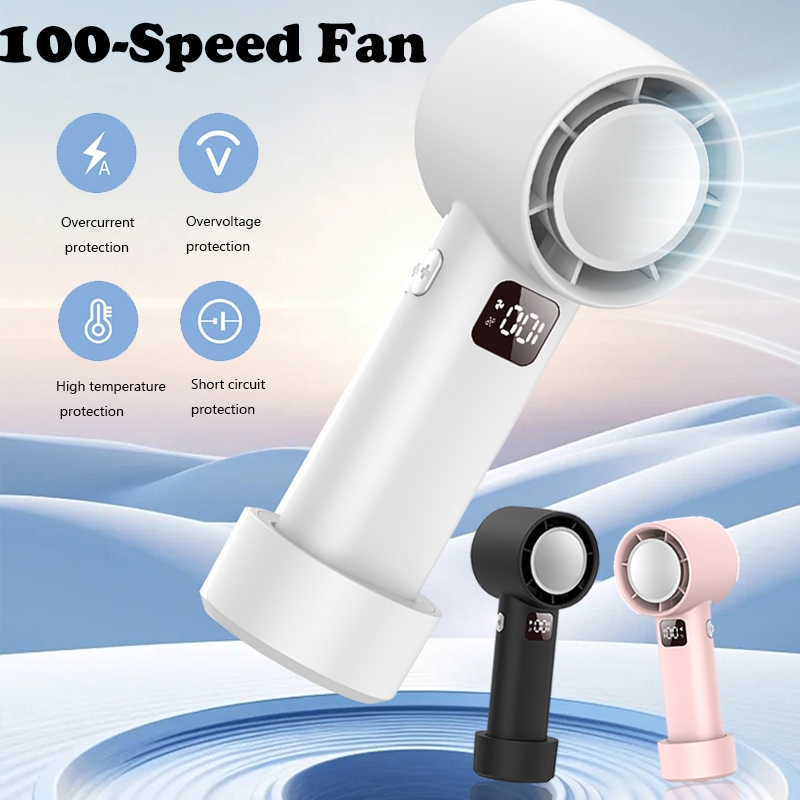 100-Speed Handheld Fan Ultra-High-Speed Small Air Fan Cooling Handheld ...