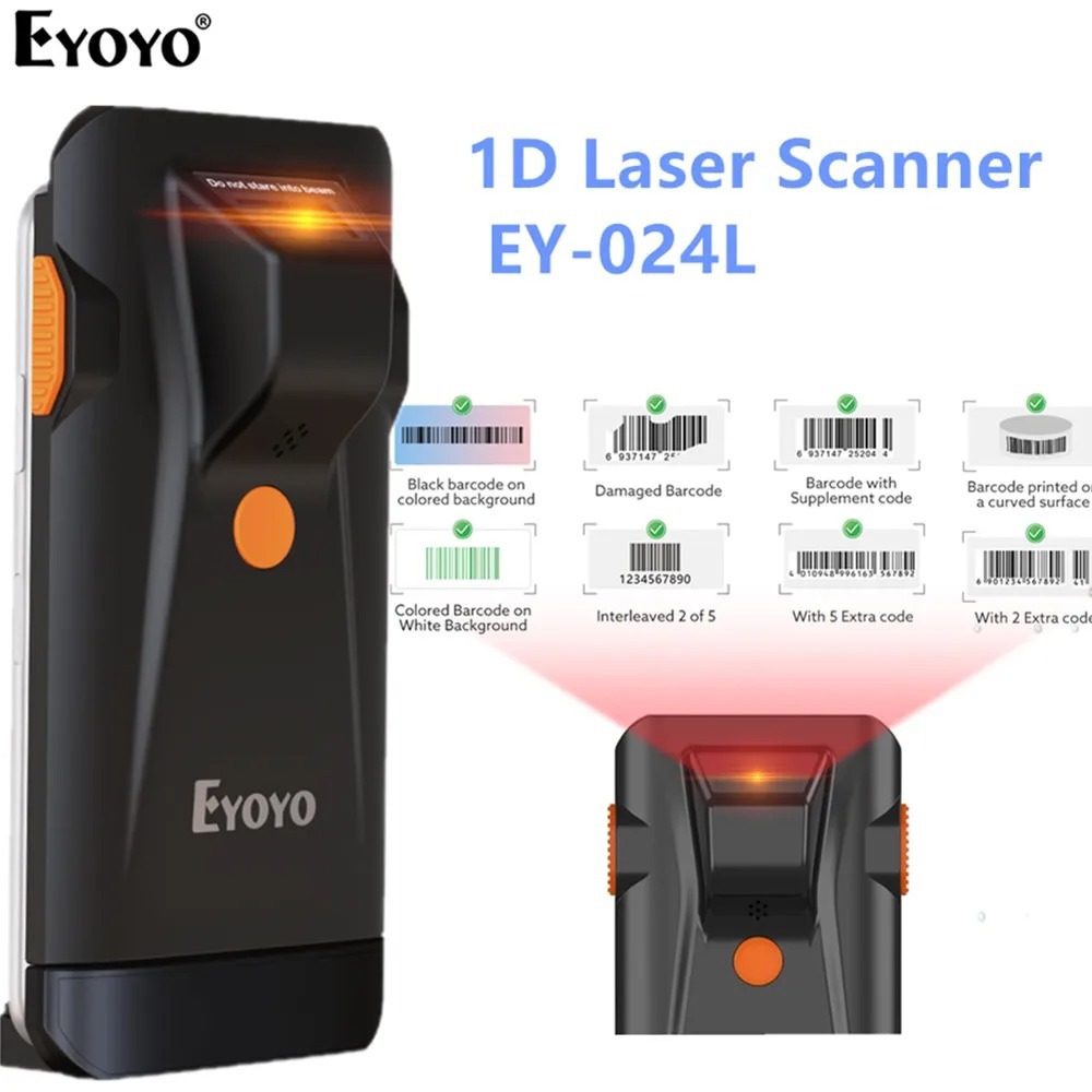Eyoyo EY-024L 1D Bluetooth Barcode Scanner 3-in-1 Bluetooth & 2.4G ...