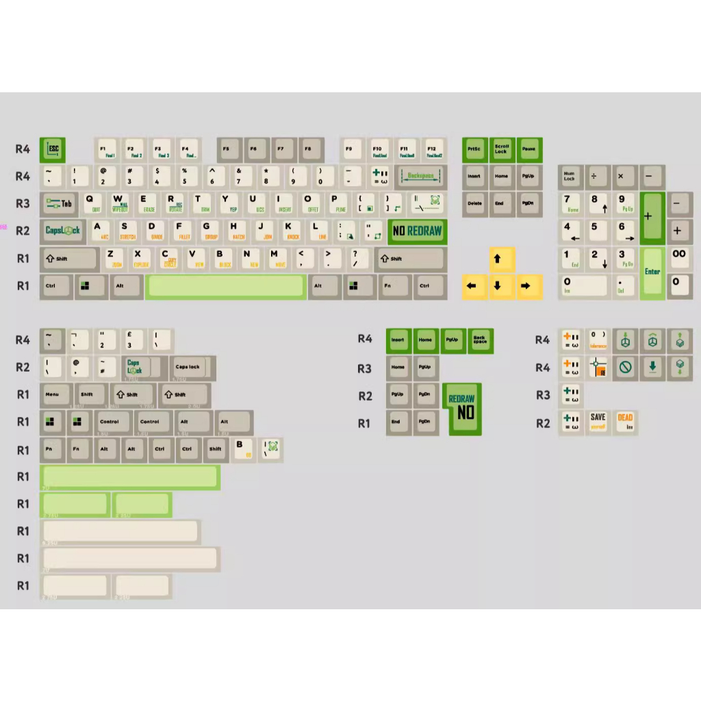 CAD NO REDRAW Keycap 168 Keys PBT Material Cherry Profile DYE-SUB ...