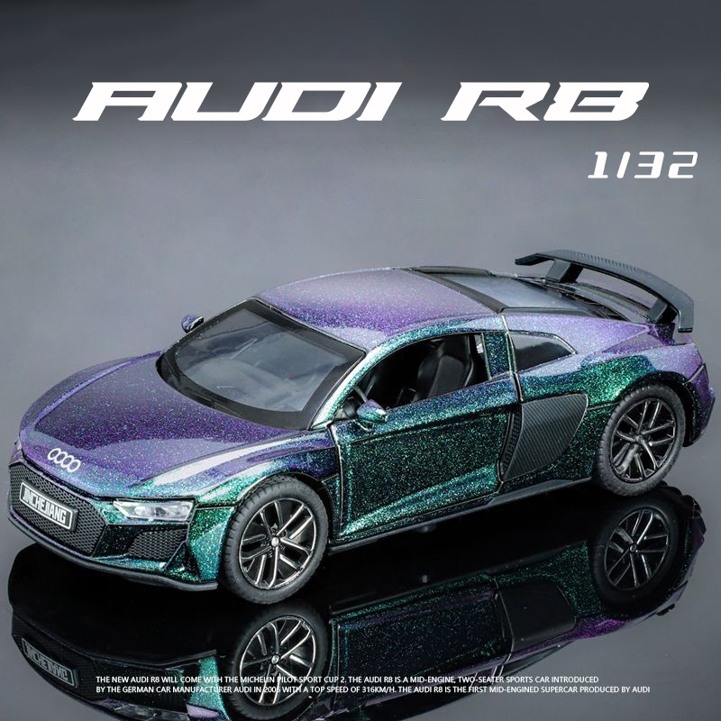 1:32 Scale Audi R8 Sports Alloy Car Model Diecast Car Sound Light Car ...