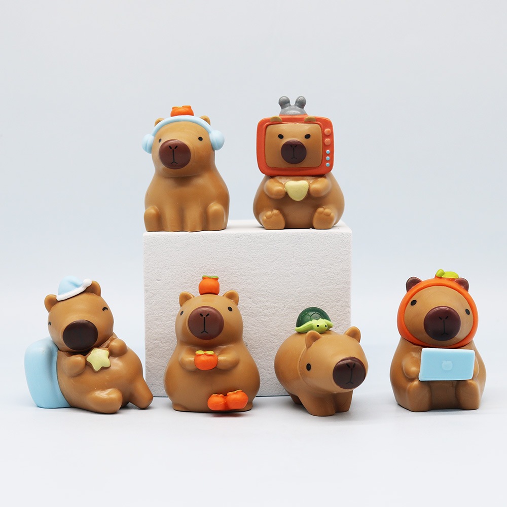 6Pcs/Set 6.5cm Animal Capibara Capybara Figure Toys Simulation Capybara ...