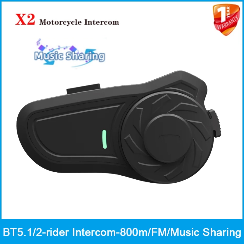 1Pcs Music Sharing X2 Motorcycle Wireless Headset Bluetooth 5.1 2 ...