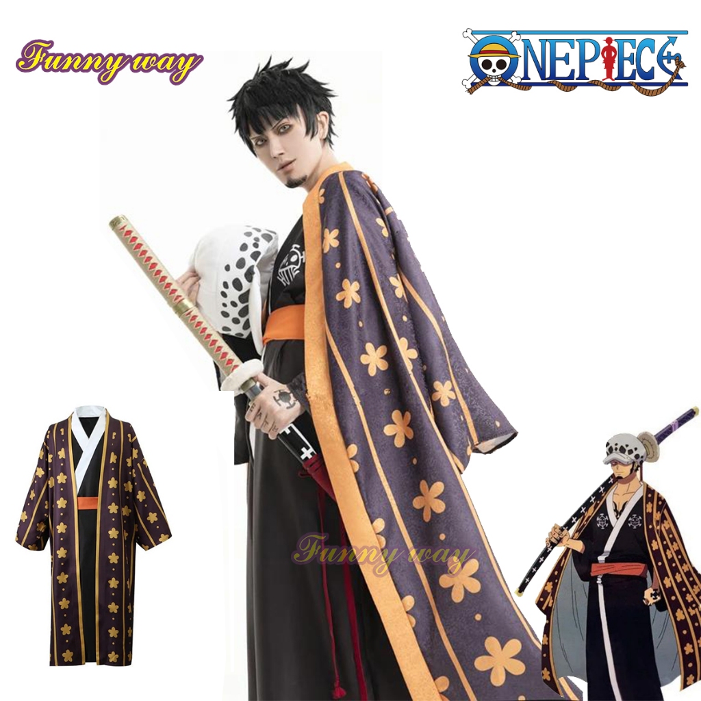 Trafalgar Law Cosplay Costume Anime One Piece Cloak Robe Wano Country ...