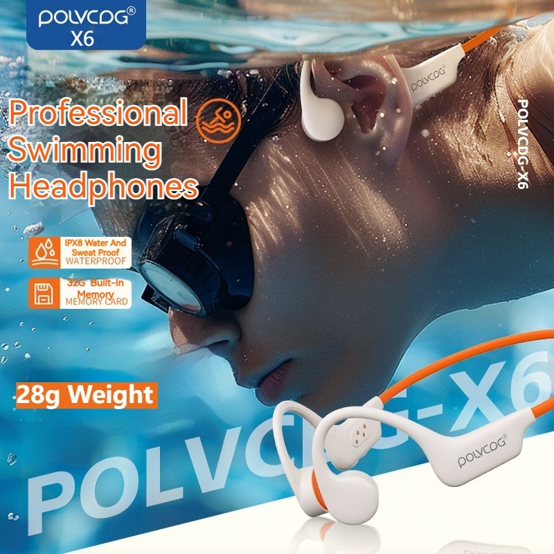 Polvcdg -X6 IPX8 Waterproof Bone Conduction Wireless Bluetooth Headset ...