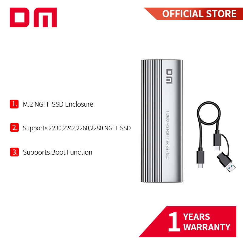 DM M.2 NGFF SSD 6Gbps to USB 3.1 Type-C Converter Enclosure Case Solid State Hard Disk Box HD600 ...