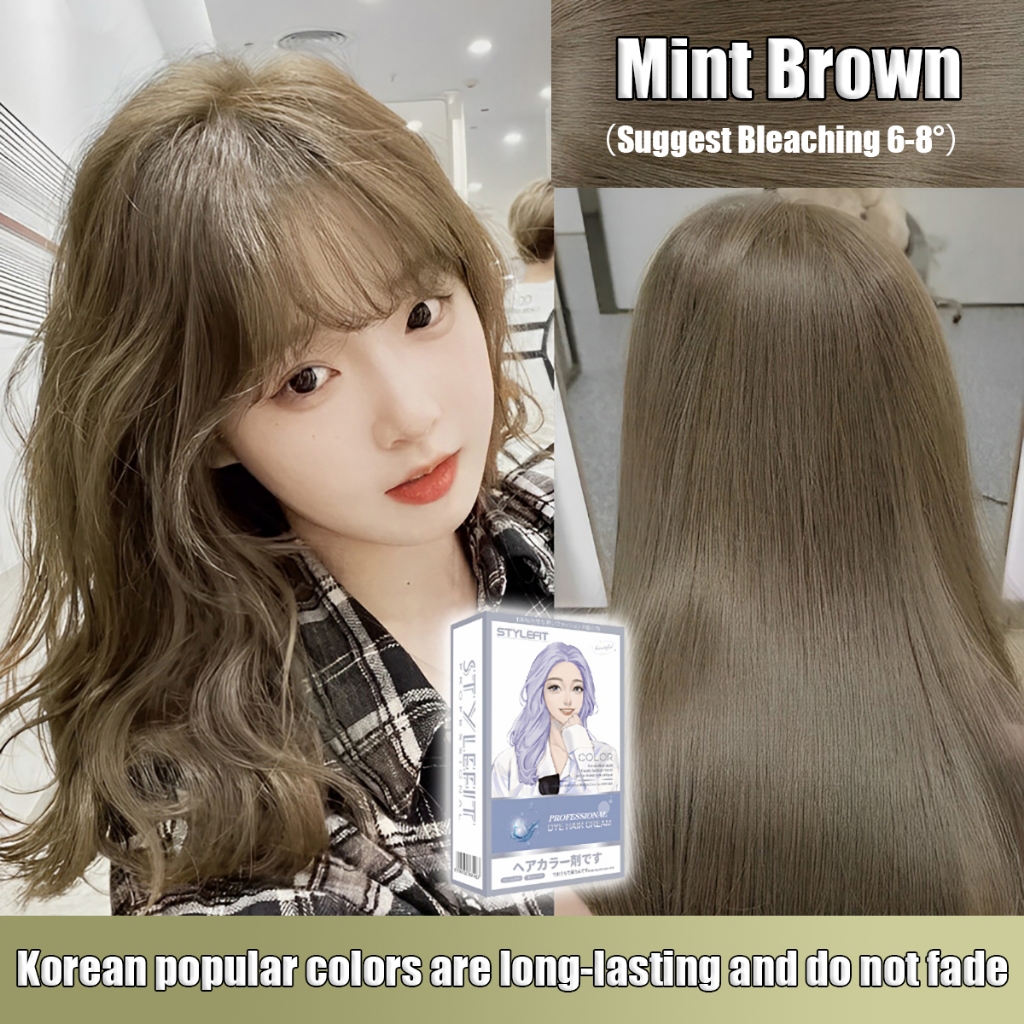 STYLEFIT Hair Color Permanent Mint Brown(100ml Hair Dye+100ml Oxidant ...