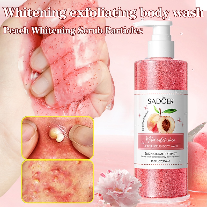 SADOER Peach whitening Body Wash 300ml - Gentle Exfoliation, Deep Clean, Nourishing, White Blast ...
