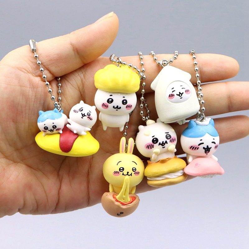 6Pcs/Set Anime Chiikawa Figure Hachiware Usagi Sea Otter Hamburg Hot ...