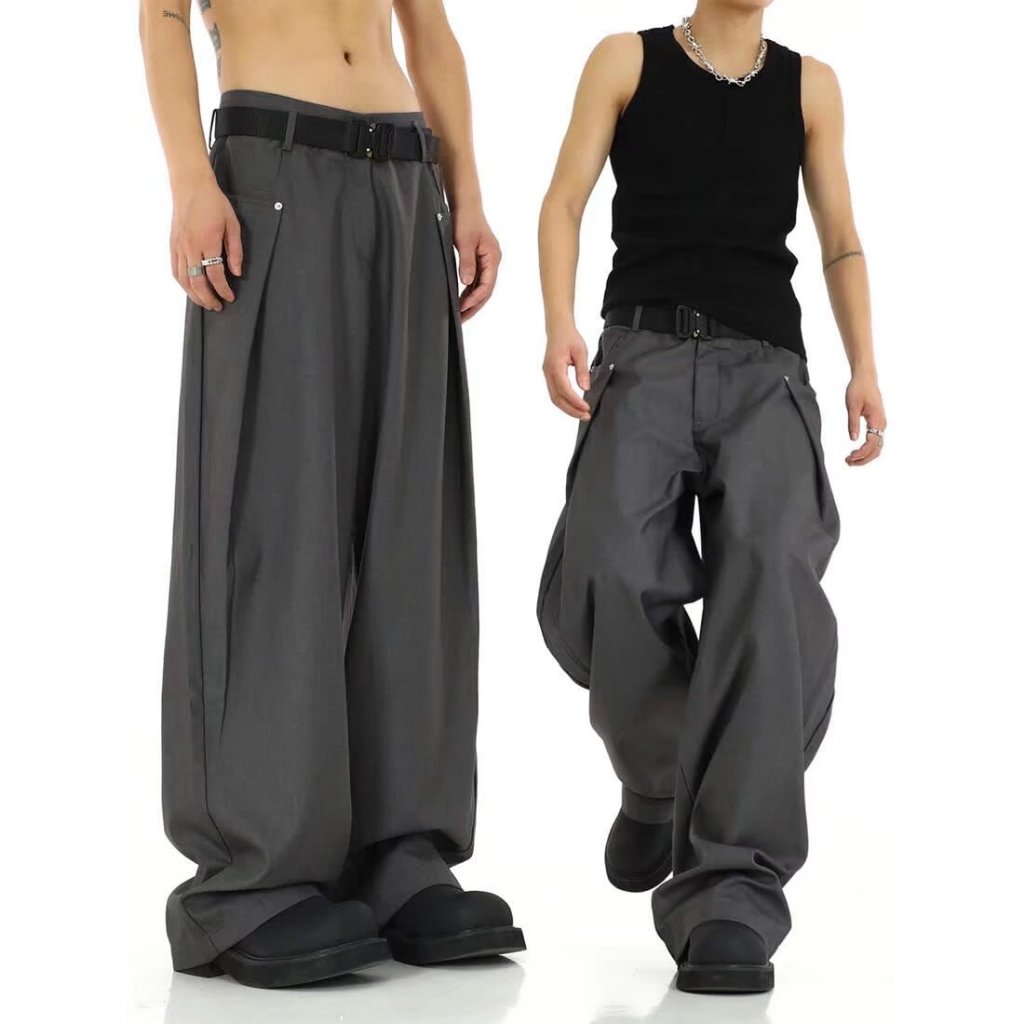 2024 Casual Loose Wide Legged Western Pants for Men's Japanese Hanging ...