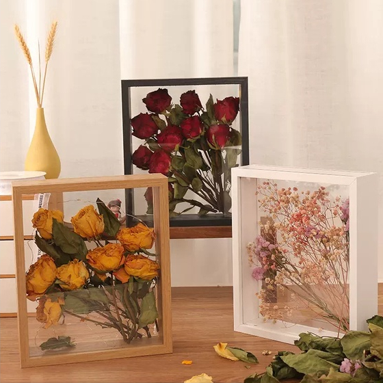 Wooden Flower Frame Hollow Frame Photo Frame Jewelry Dehydrated Flower ...