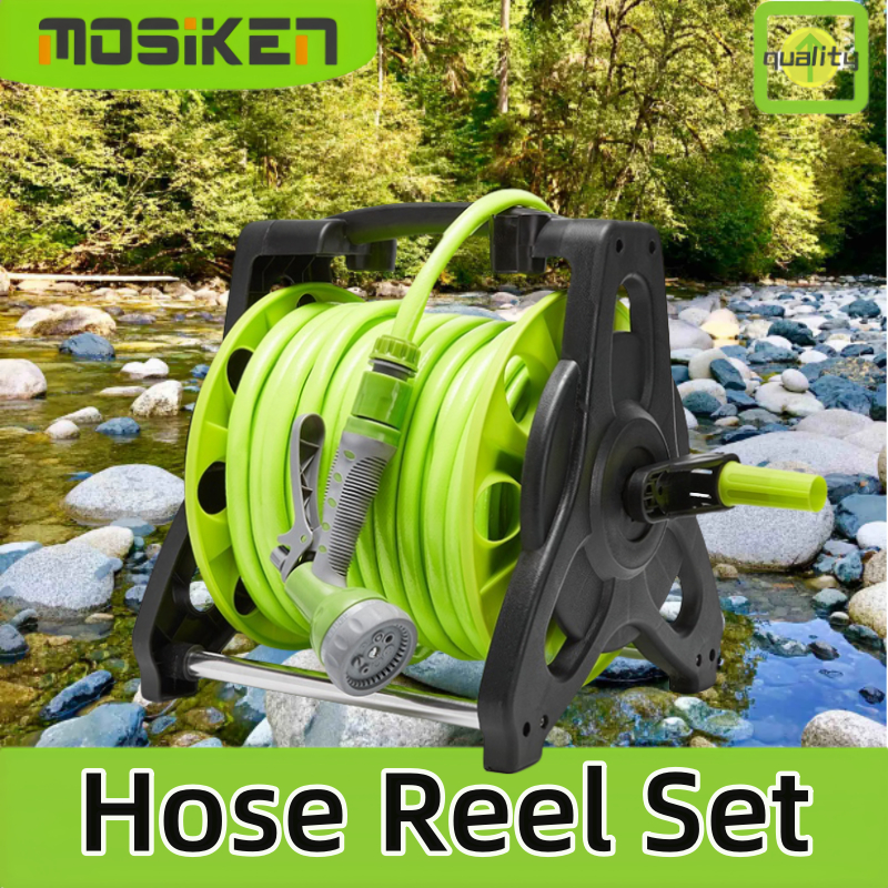 Garden Hose Reel Set water pipe storage rack irrigation Up to 35m of 1/ ...