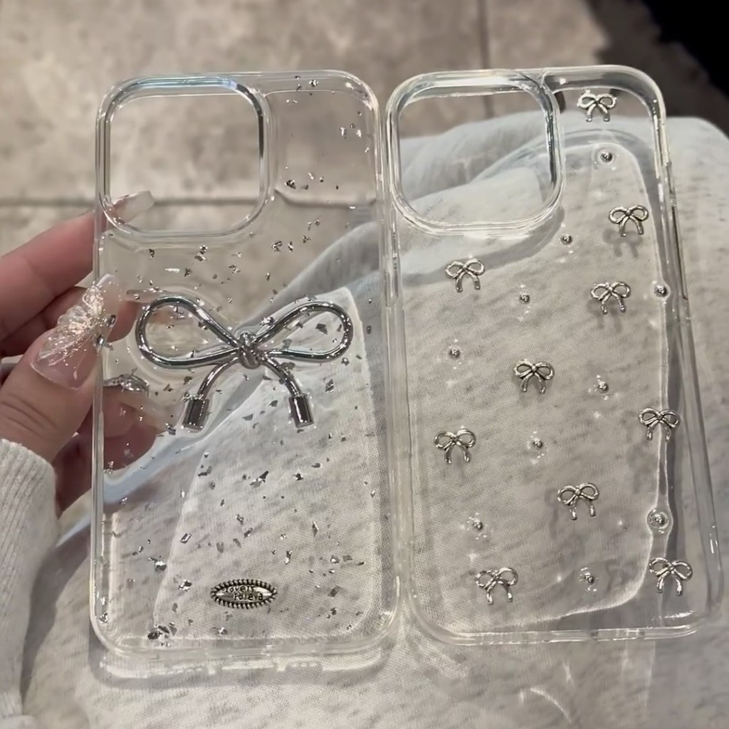 Korea Cute 3D Metal Bowknot Glitter Clear Phone Case for IPhone16Pro ...