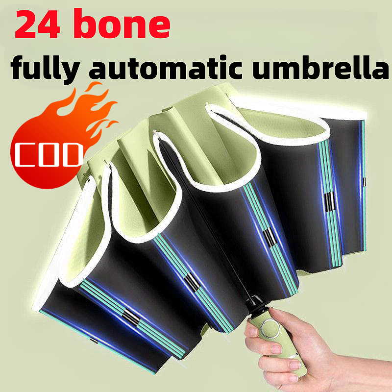 24 Ribs Automatic Umbrella Storm Resistant Large Anti Umbrella Sun And ...