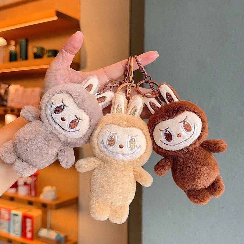 Cute Labubu Plush Doll Keychains DIY Backpack Pendant Doll Kawaii ...