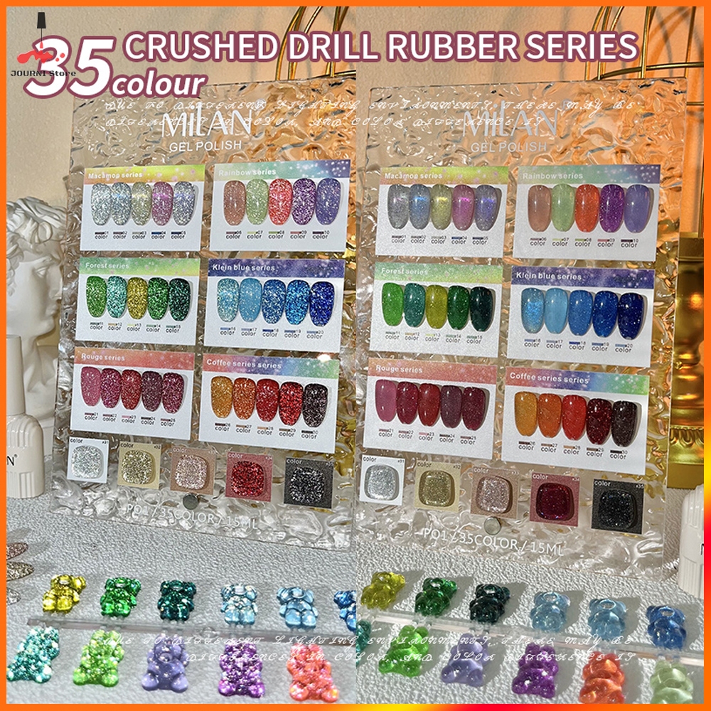 JOURNI 15ml 35 color Nail Art Crystal Diamond Powder Gel Nail Polish ...