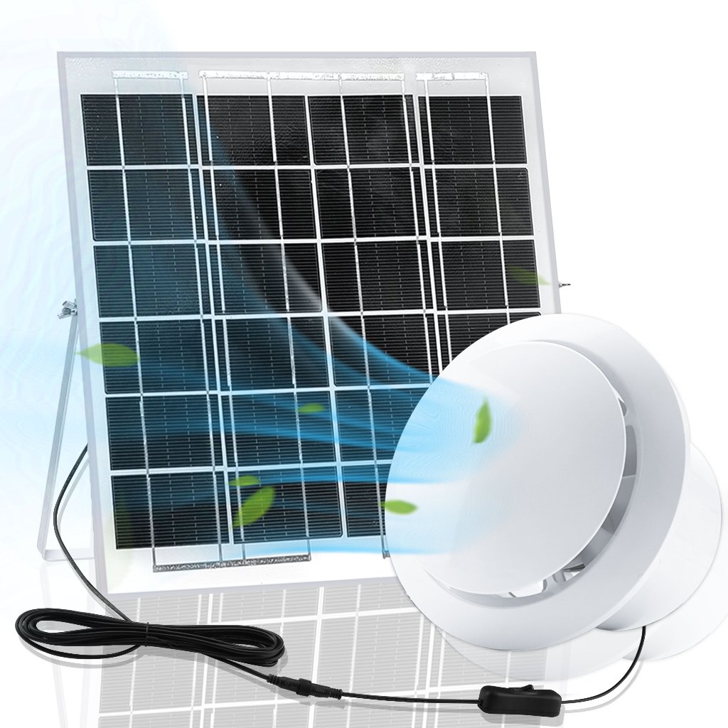 6/8w Solar Panel+4/6 Inch Round Ventilation Exhaust Fan with IP Level ...