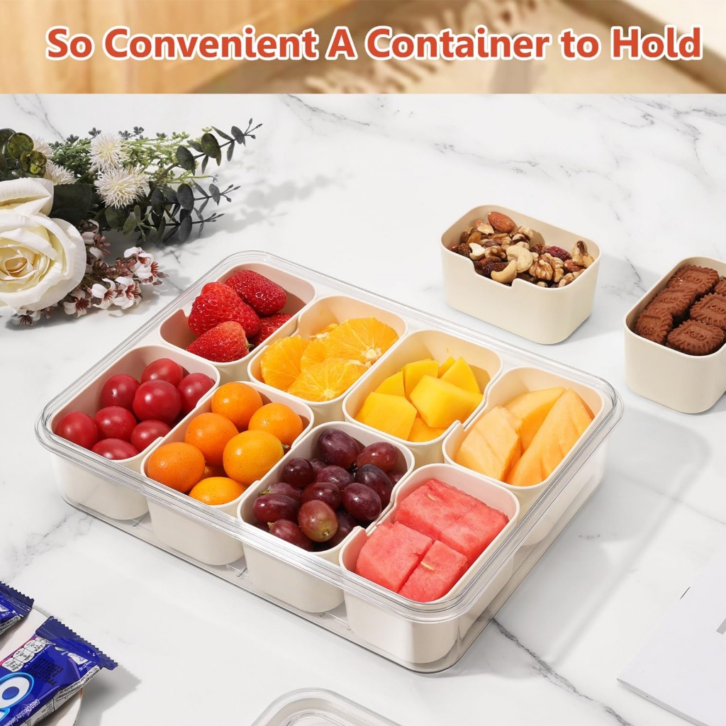 Split tray with lid, portable snack box, outdoor handheld, divided food ...