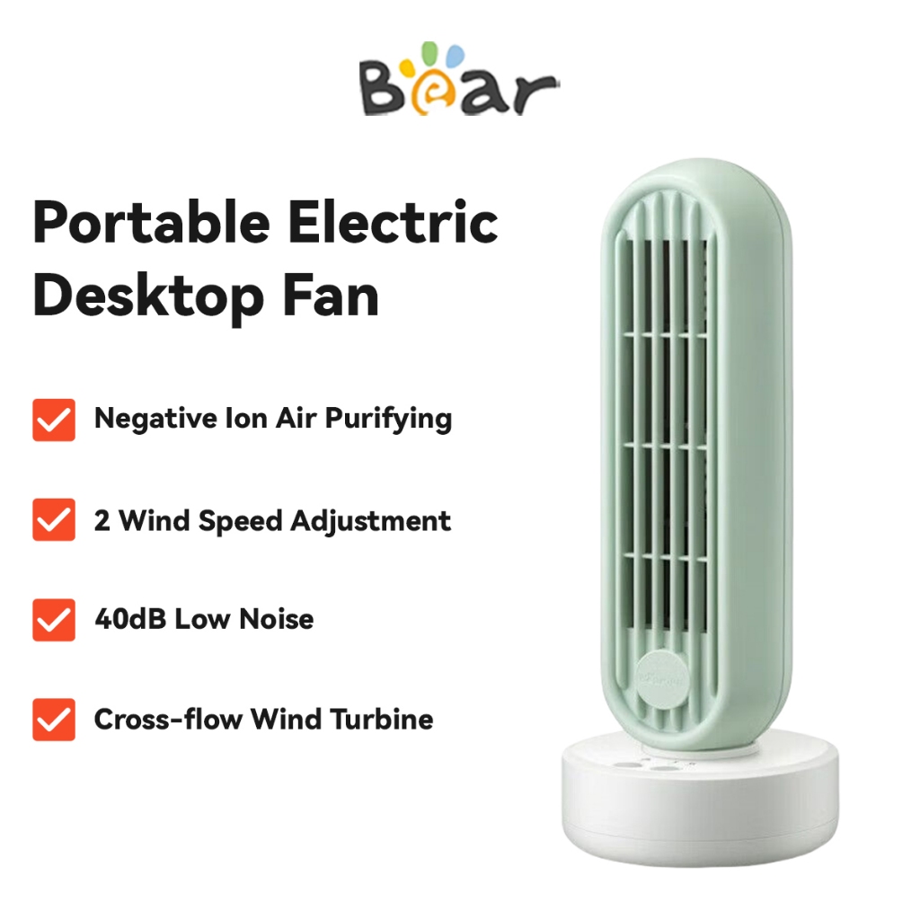 Bear Bladeless Fan Portable Desk Fan Electric Tower Fan USB Air Cooler ...