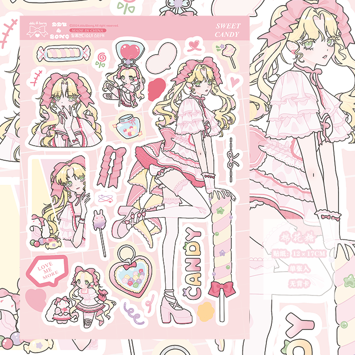 Korean Cartoon PVC Cut Film Sticker Cute Sweet Cool Girl Character ...