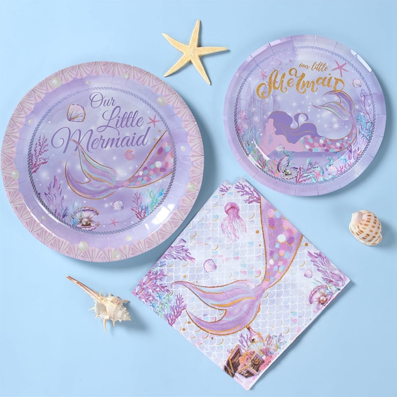 Little Mermaid Paper Plates Cups Napkins Baby Shower Partyneeds Party ...