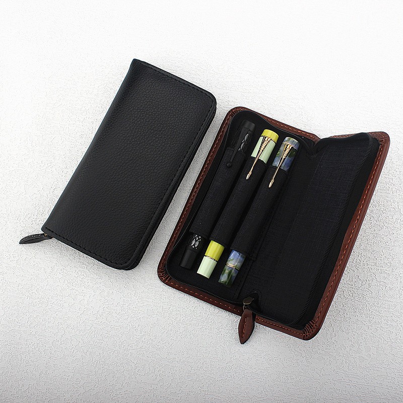 Cowhide Three-Piece Fountain Pen Protective Case Pencil Case Covering ...
