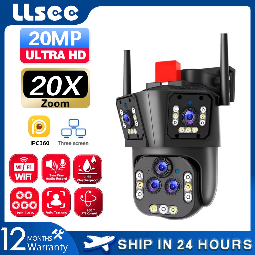 LLSEE 20MP 4K Five Lens Wireless CCTV Camera WIFI, CCTV outdoor waterproof, 20X optical zoom, IP ...