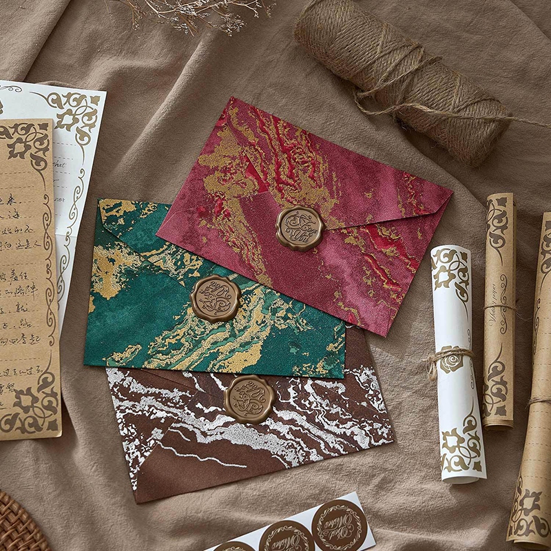 Simple Gilt Embossed Envelopes Vintage Kraft Paper Letter Pads Stamp ...