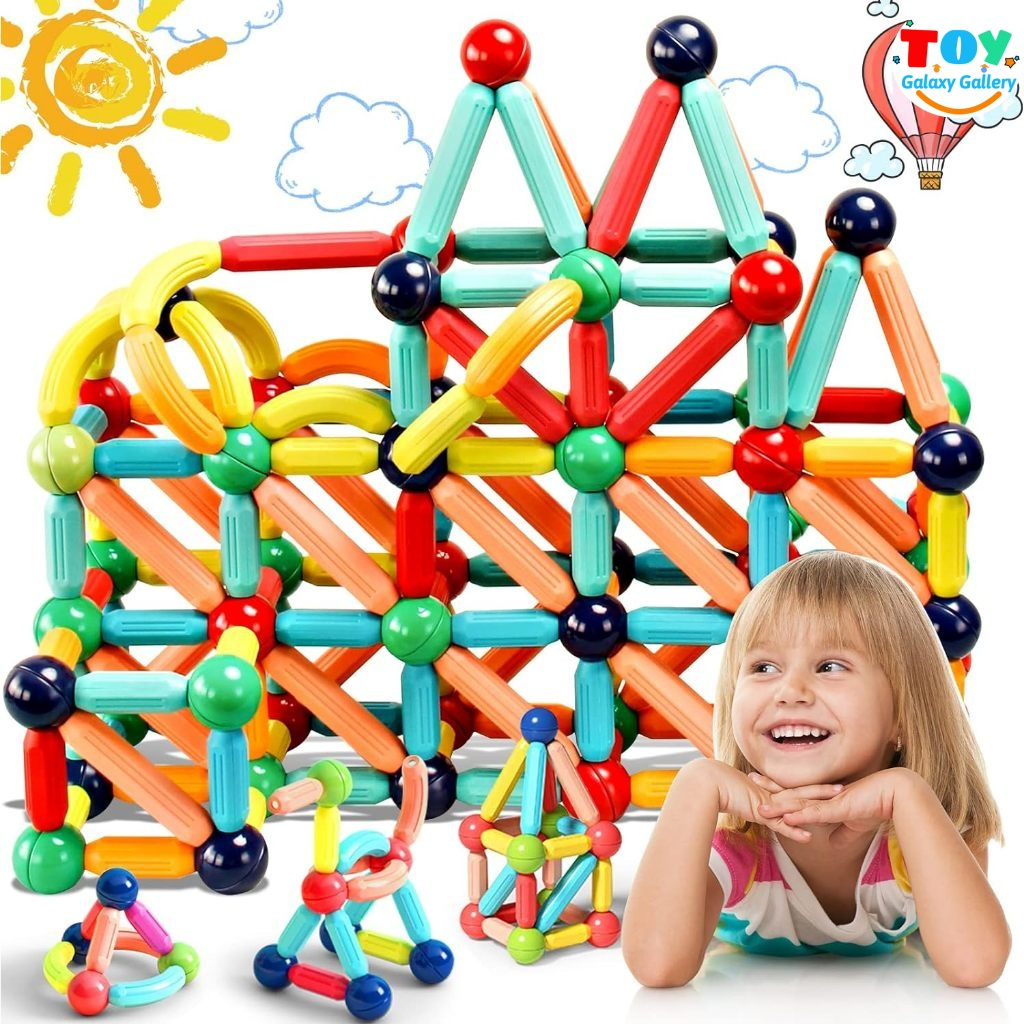 84/64/42/25pcs Magnetic Building Blocks Toy Set Magnetic Stick Balls Educational Toys for Kids ...