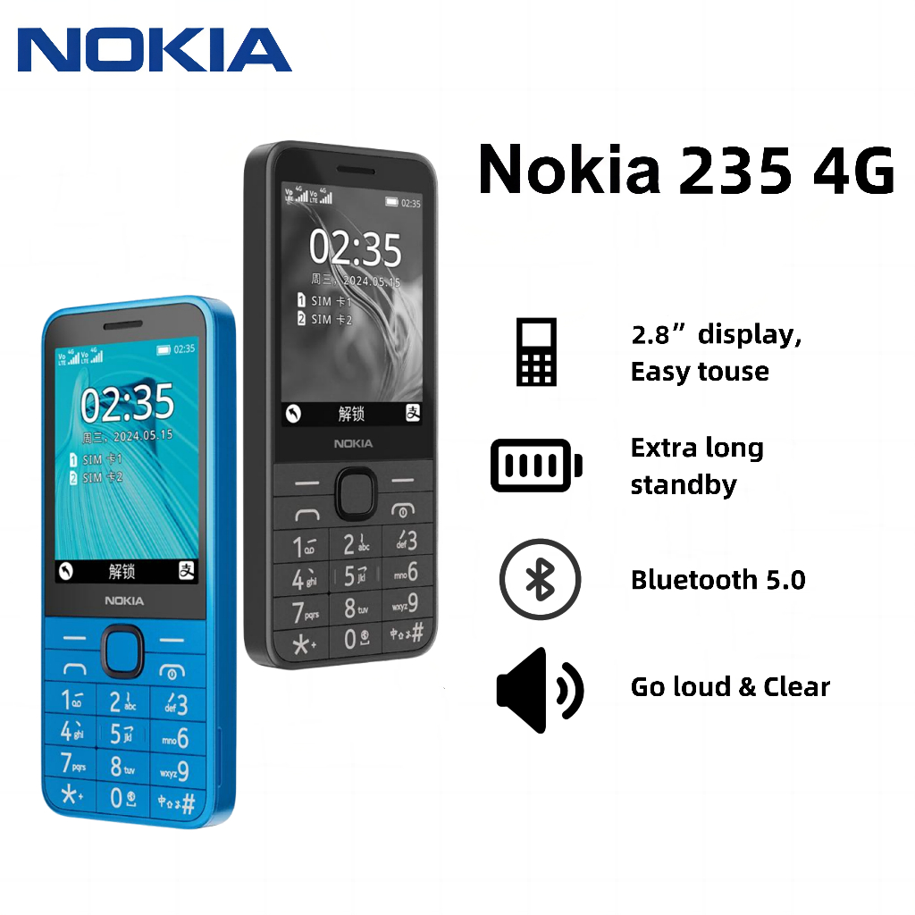 Nokia 235 (2024) 4G Feature phone | 2.8 inch | Dual Sim | 1450mAh Extra long standby | Bluetooth ...