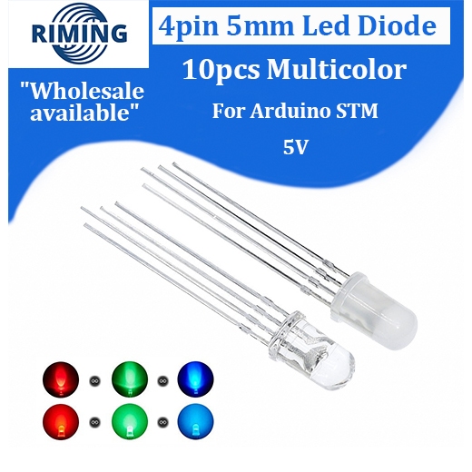 10pcs Multicolor 4pin 5mm RGB Led Diode Light Lamp Tricolor Round ...
