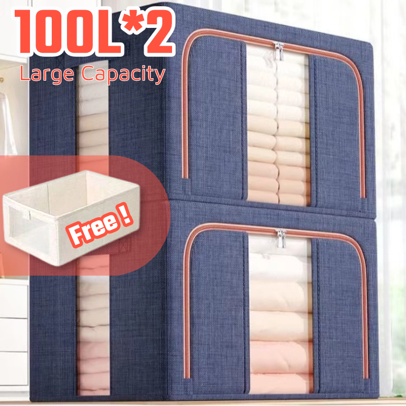 【FREE GIFT】HAPPYFY 100L*2pcs Clothes Organizer Storage Foldable Box For ...