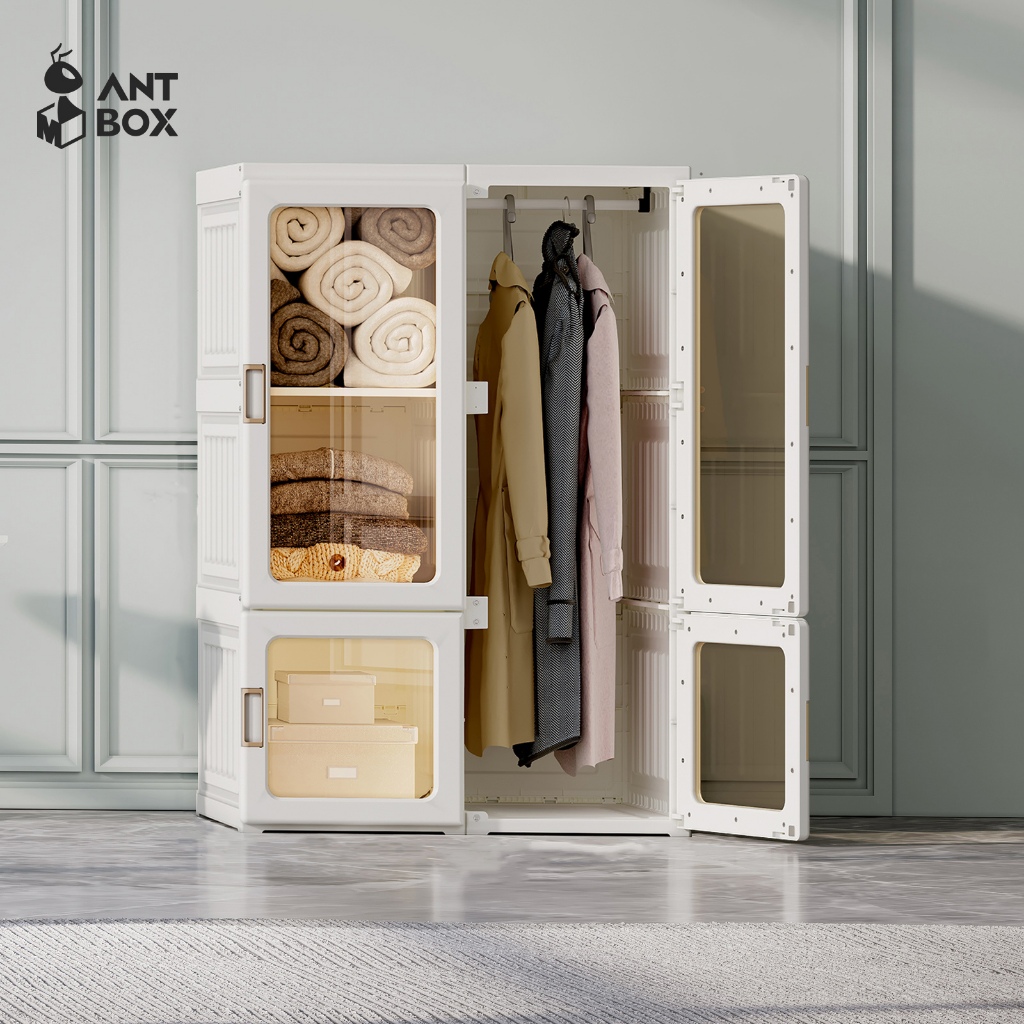 ANTBOX Wardrobe 6 Cubes 1Hanger 360L Portable Installation Free ...