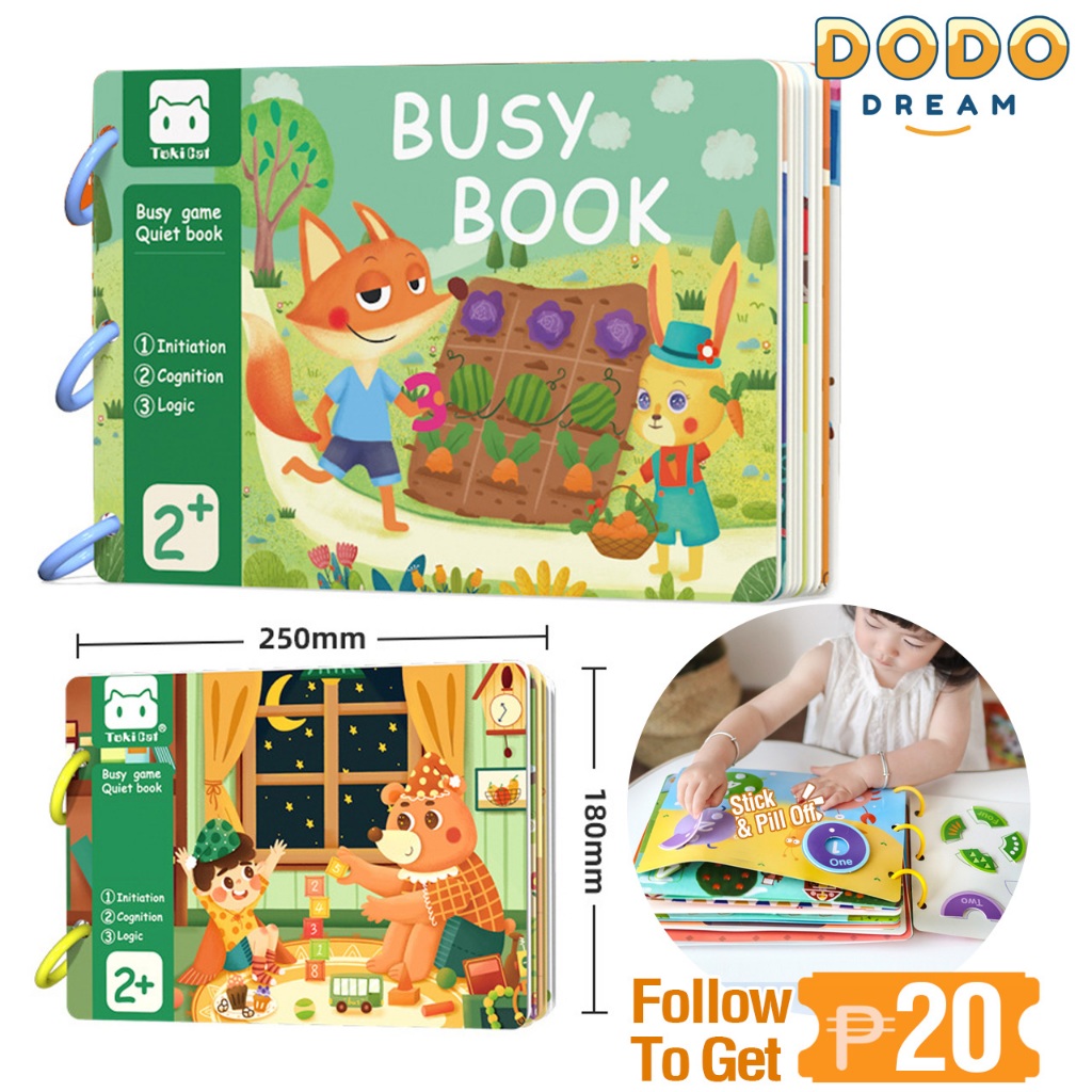 Kids Busy Book 30 Pages Hand On Sticker Game Busy Book for Toddlers ...