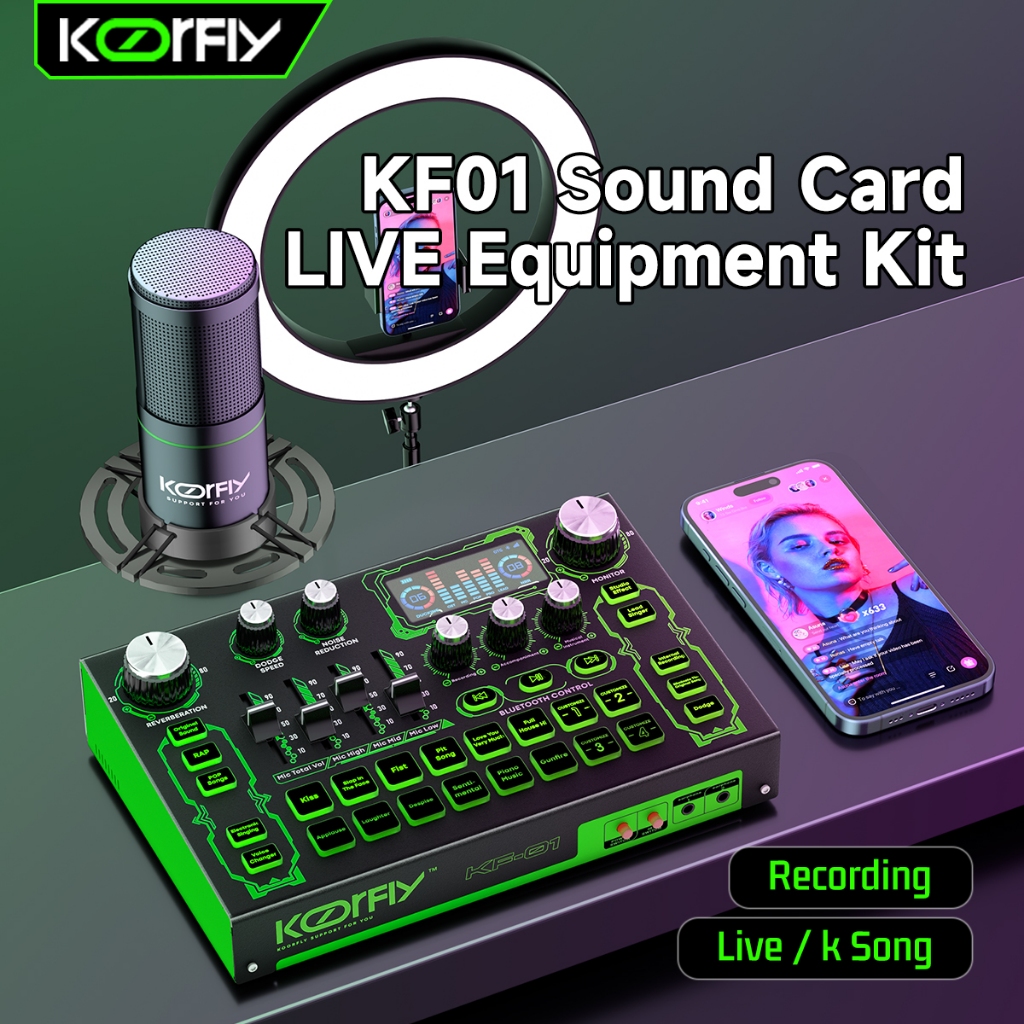 2024 Latest!! KOORFLY KF01 48V Live Sound Card Dynamic Microphone ...