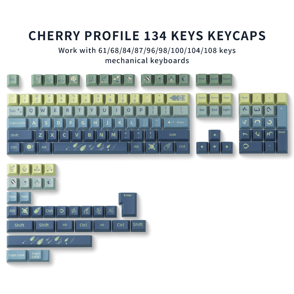 xvx Space Universe Gradient Key Cap Original Factory Height Blue Key ...