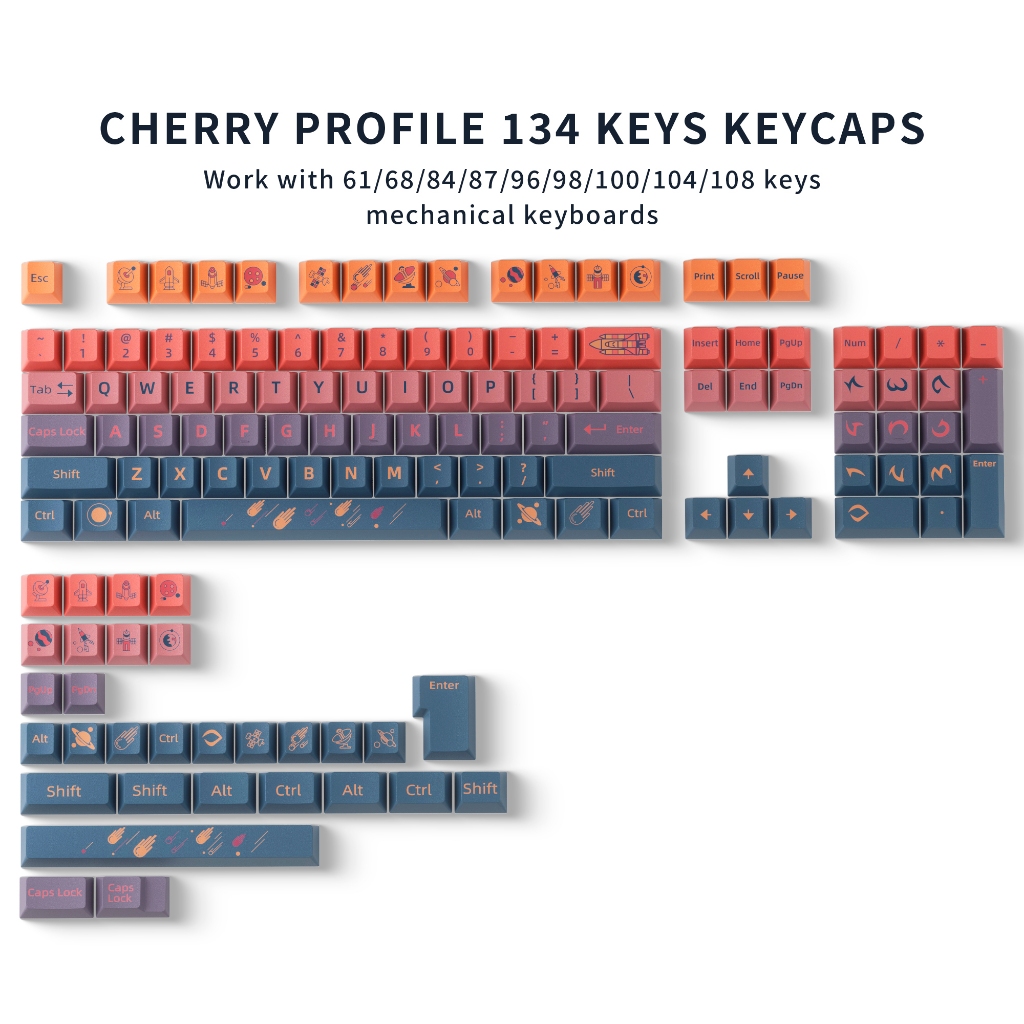 xvx Space Universe Gradient Key Cap Original Factory Height Orange Blue ...