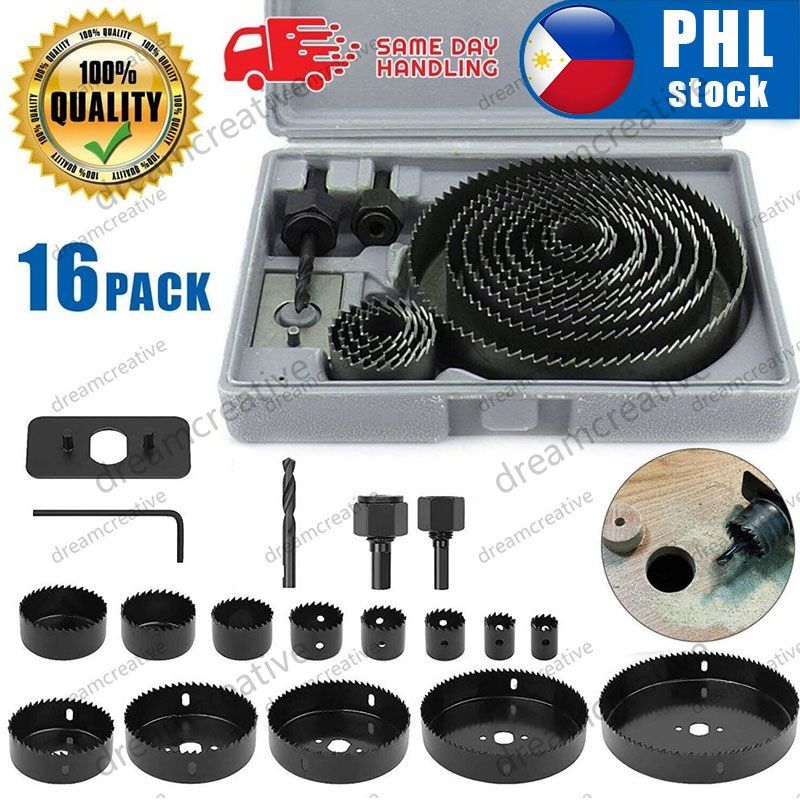 16PCS 6PC Hole Saw Bit Cutting Set Kit drill bit carbon steel 19-127mm ...